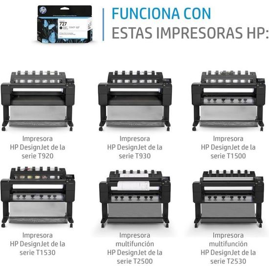 Cartouche d'encre HP 727 Jaune 300 ml - HP DesignJet T2500,T1500,T900 ...