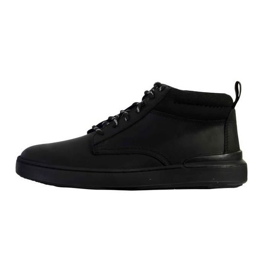Basket Cuir Clarks CourtLite Mid - Homme - Noir - Lacets - Plat Noir ...