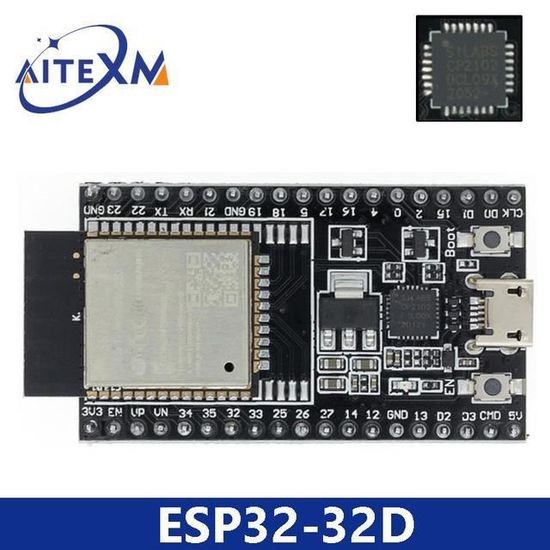 Circuits intégrés,ESP32-WROOM-32D--Carte de développement ESP32 WiFi + Bluetooth Consommation ...