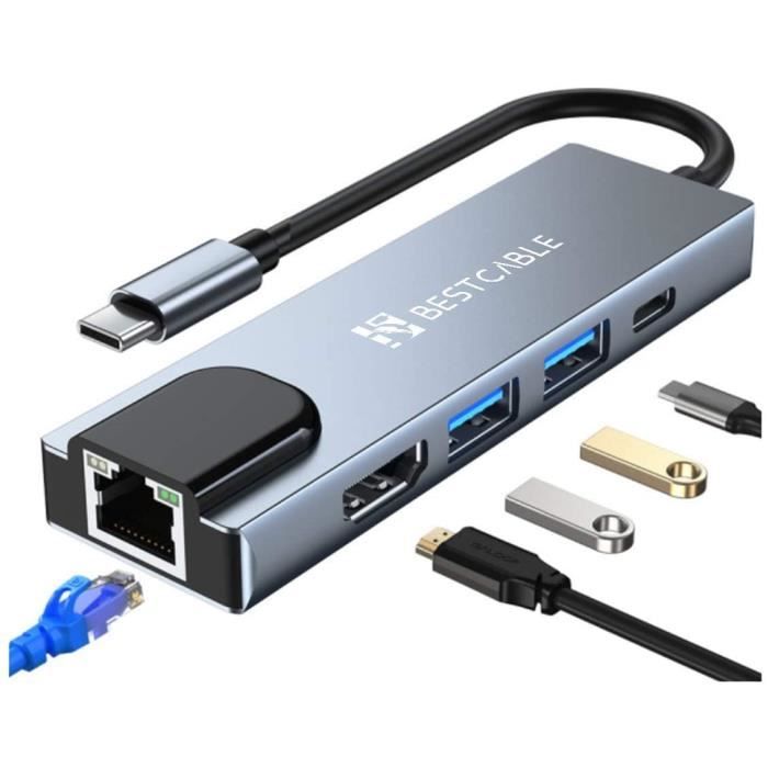 Hub USB CBEST CABLE 5 en 1 Hub USB C avec Ethernetadaptateur multiport ...