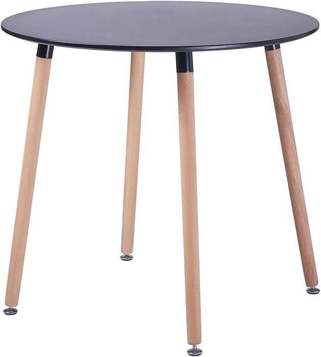 Table Ronde Salle à Manger Scandinave Design Noir en Bois 80 x 80 x 75 ...
