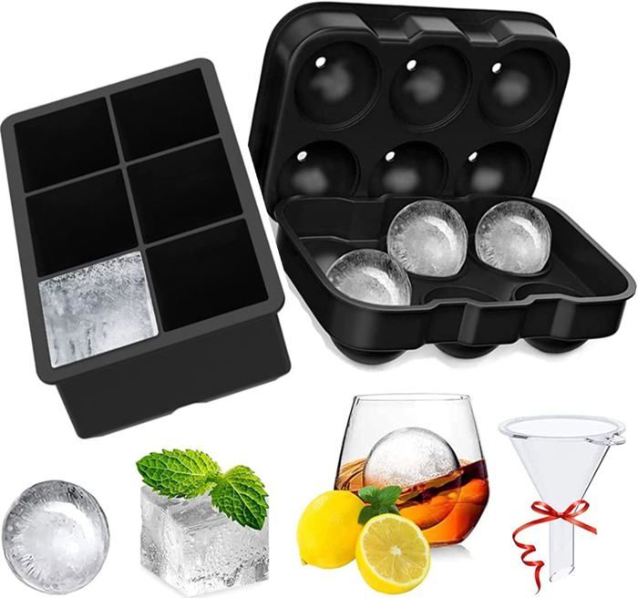 Grands bacs à glaçons carrés en silicone - 6 glaçons géants - Démoulage ...