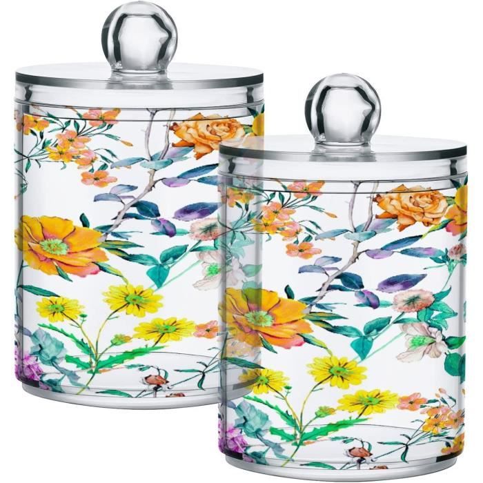 Lot de 2 petits supports de coton-tige colorés en forme de fleur ...