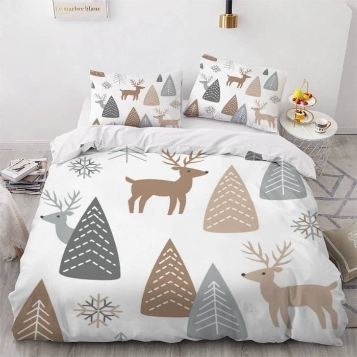 Oenise Parure De Lit 220X240 Adulte Forêt De Cerfs Housse De Couette 2 ...