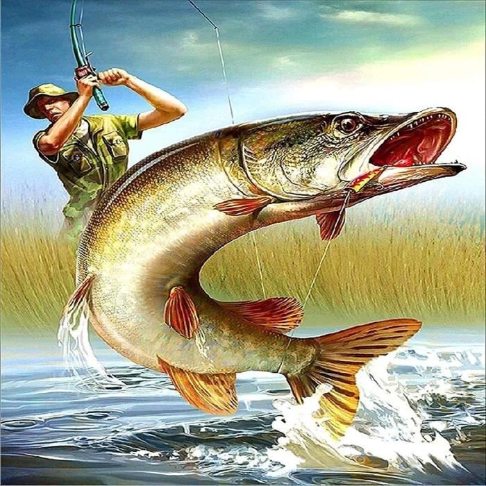 Diy 5D Diamond Painting Kits Poisson, Diamant Peinture Point De Croix ...