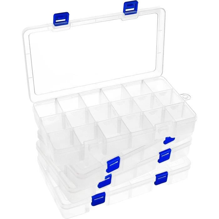 Boite Rangement Plastique Compartiment - BAC DE RA - L202 - Transparent ...