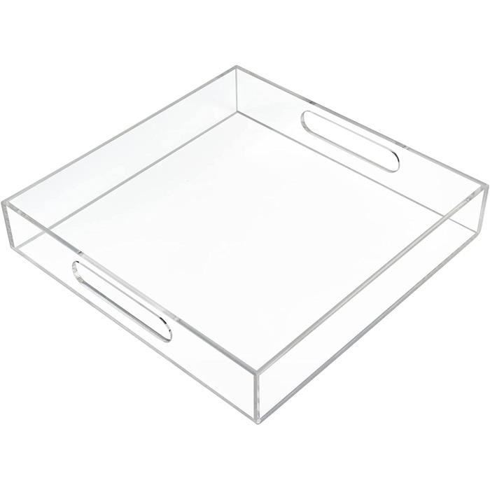 Plateau de service transparent de 30 x 30 cm, plateau en plastique ...