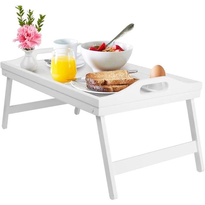 Plateau de lit avec pieds pliables, plateau de service en bois pour lit ...