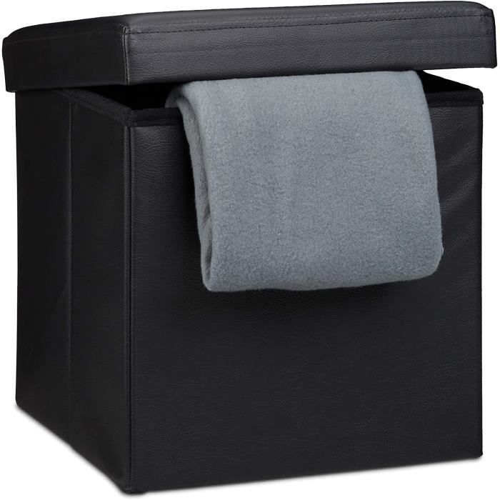 Relaxdays Pouf pliant Chaise de rangement robuste et repose-pieds ...