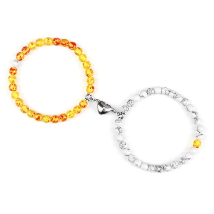 Bracelet magnétique en forme de cœur pour couple 2 piècesensemble perle ...