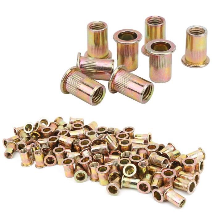 Duokon Écrou de rivet 100 pièces écrou à rivet tête plate écrou à ...