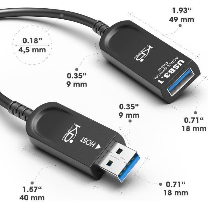 Câble de rallonge USB - KABEL DIREKT - 15m - USB 3.1 Gen2/SuperSpeed+ ...