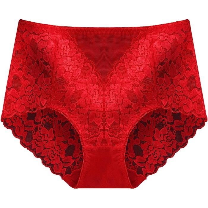 Culotte Taille Haute en Dentelle pour Femme Slip en Maille Extensible sous-vêtement à Couverture ...