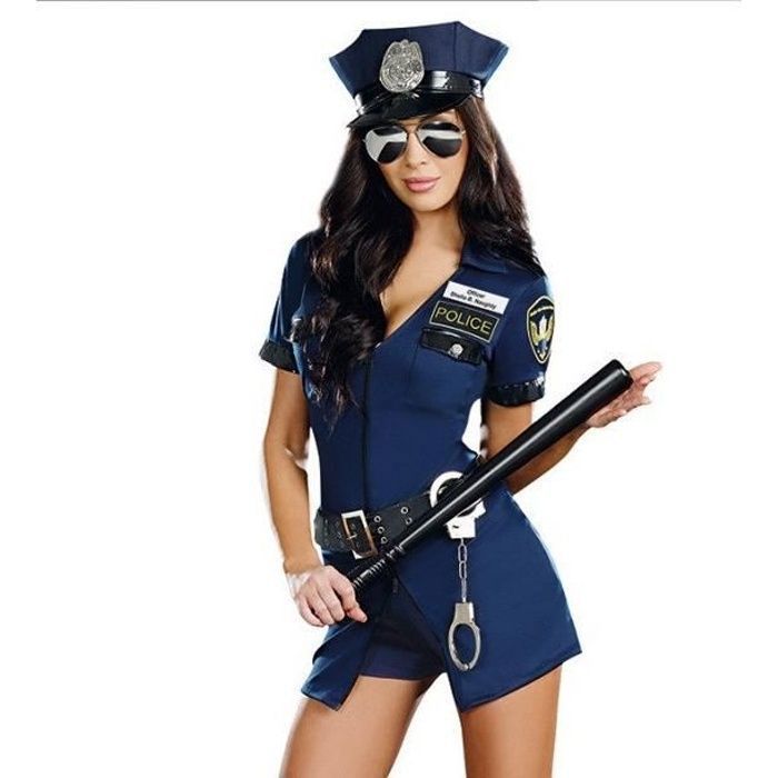 Déguisement Policière Femme Sexy Tenue Adult Casquette Avec Insigne