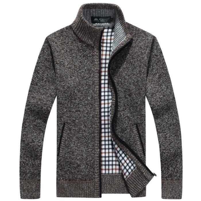 Gilet-cardigan,Pull à col roulé épais et chaud en laine de cachemire ...