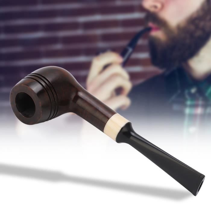Mxzzand Pipe droite Pipe à tabac à tige droite en bois à 3 anneaux ...