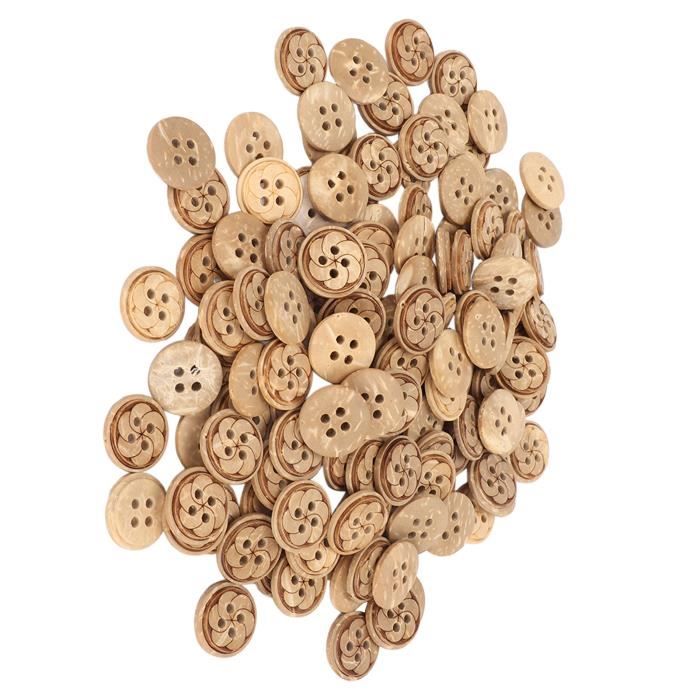 Mxzzand boutons en bois 150 boutons ronds en bois 0,5 pouce 4 trous ...
