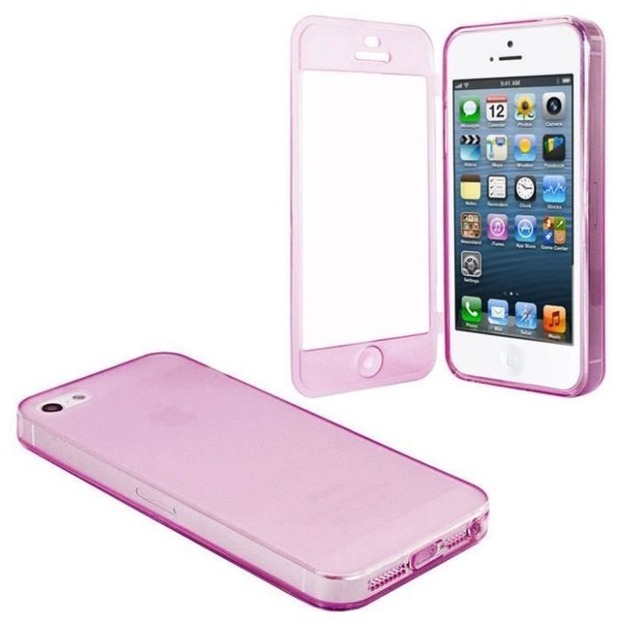 Coque iPhone 5/5S Rose Transparent Rabat Tactile + Film - Cdiscount ...