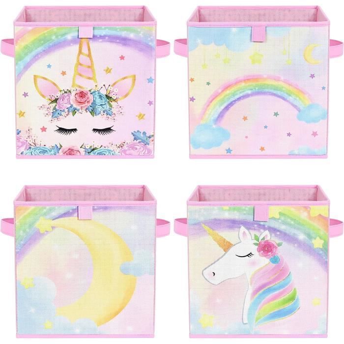 Licorne Cube Bacs de Rangement - Lot de 4 Cubes Rangement Pliables en ...