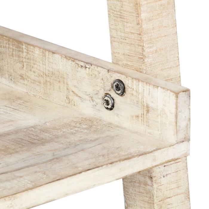 WXS - Étagère à échelle Blanc 75x37x205 cm Bois de manguier solide ...