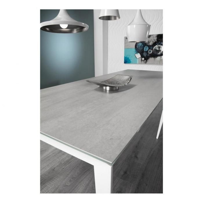 Table repas GEO 6 couverts 160 x 90 x 76 cm pieds blancs plateau ...