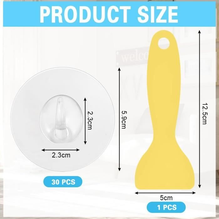 30Pcs Crochet Mural Adhesif Crochet Mural Collant Crochet Plastique ...
