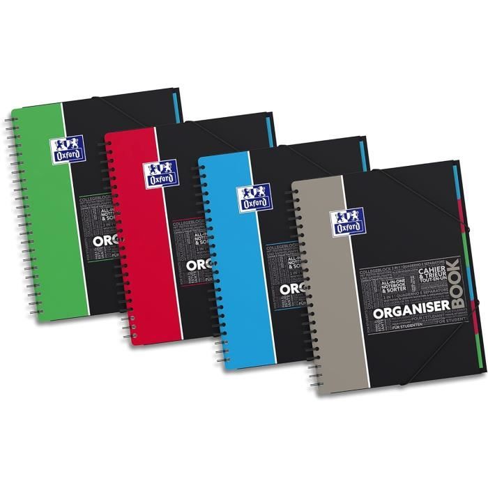 Organiserbook Cahier Spirale + Trieur Format A4+ 160 Pages Réglure ...
