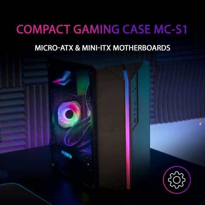 Mars Gaming Mc-S1, Boîtier Pc Micro-Atx Ultra-Compact, Eclairage Avant ...