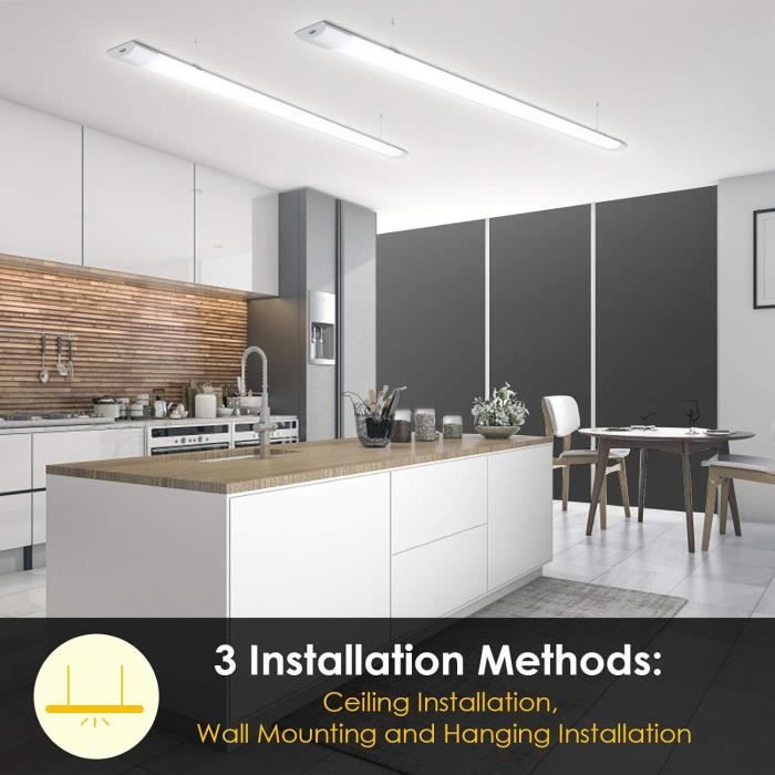Led Plafonnier 120Cm, Tube Led 36W 3060Lm Lampe Pour Locaux Humides 4000K Blanc Neutre, Linkable ...