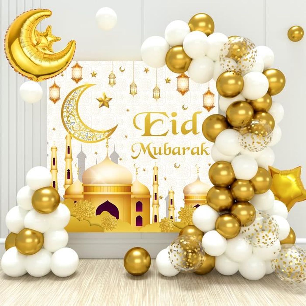 Eid Mubarak Ramadan Décoration Ballons Set, 70 Pièces Ballons en Or ...