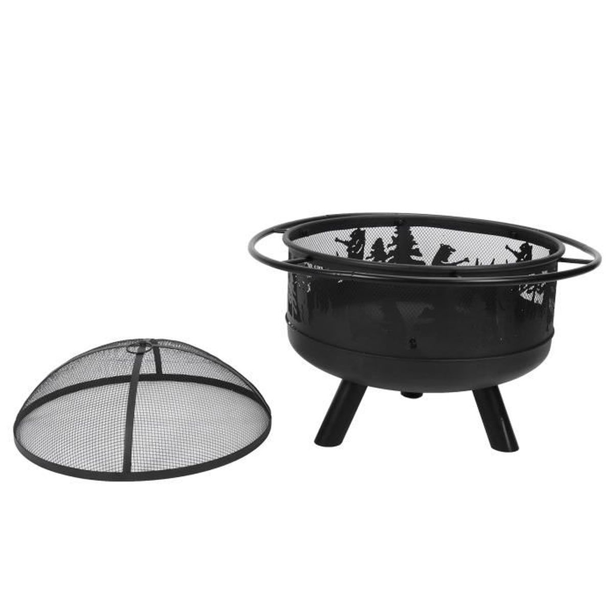 Foyer en fer forgé pour patio extérieur - SALALIS - Noir - Fer ...