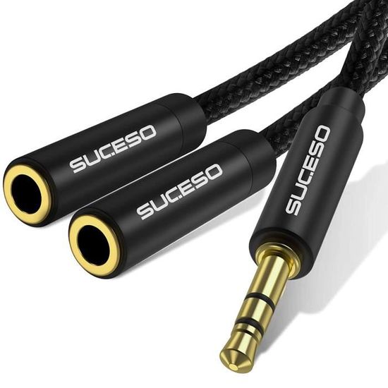 Splitter Audio Jack Double Jack 3.5mm Mâle vers 2 Femelle Câble Audio ...