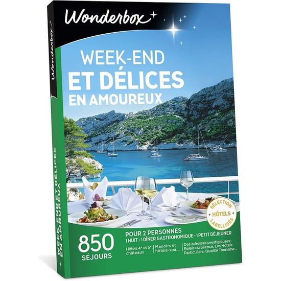 Coffrets de bain et de soins WONDERBOX - Coffret cadeau- WEEK-END ET DÉLICES EN AMOUREUX - 850 ...