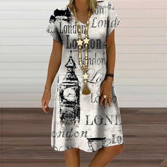 Robe Vintage élégante pour femmes - Streetwear - Manches longues - Col ...