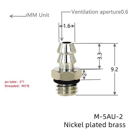 Tuyau,M-5AU-2(2-M5) copper--Tuyau pneumatique de 2mm 3mm 4mm 6mm de ...