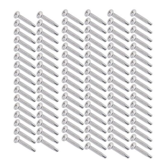Zerone Ensemble de vis autoperceuses 100 pièces vis auto-perceuse tête ronde 304 attaches en ...