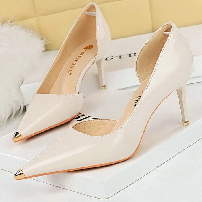 BIGTREE-Chaussures à Talons Hauts en Cuir Verni Noir pour Femme ...