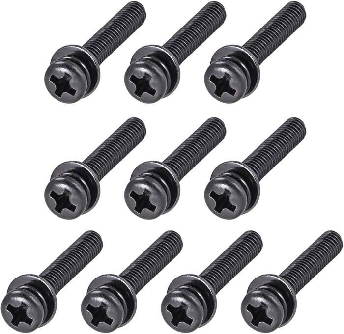 Lot De 10 Vis À Métaux À Tête Cylindrique Phillips M4 X 50 Mm En Acier Carbone Avec Rondelle À ...