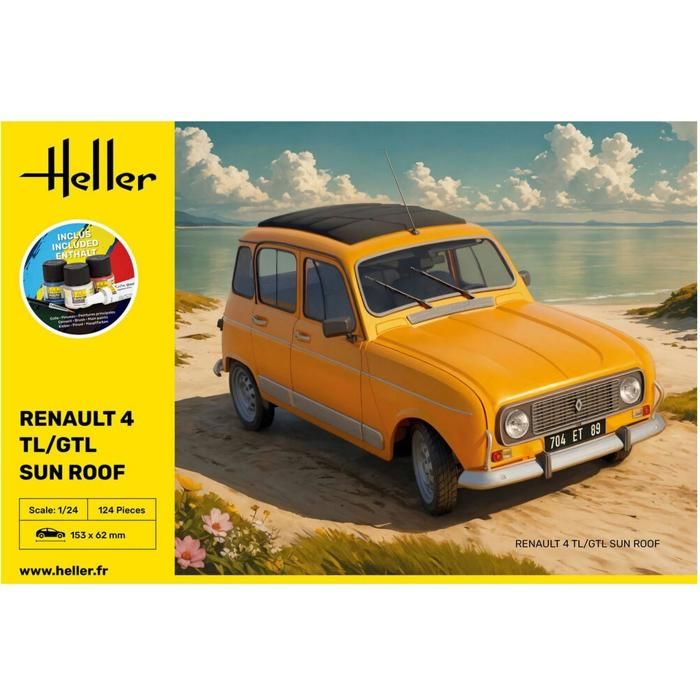 Maquette voiture - HELLER - Renault 4 TL/GTL Sun Roof - 1:24 - 124 ...