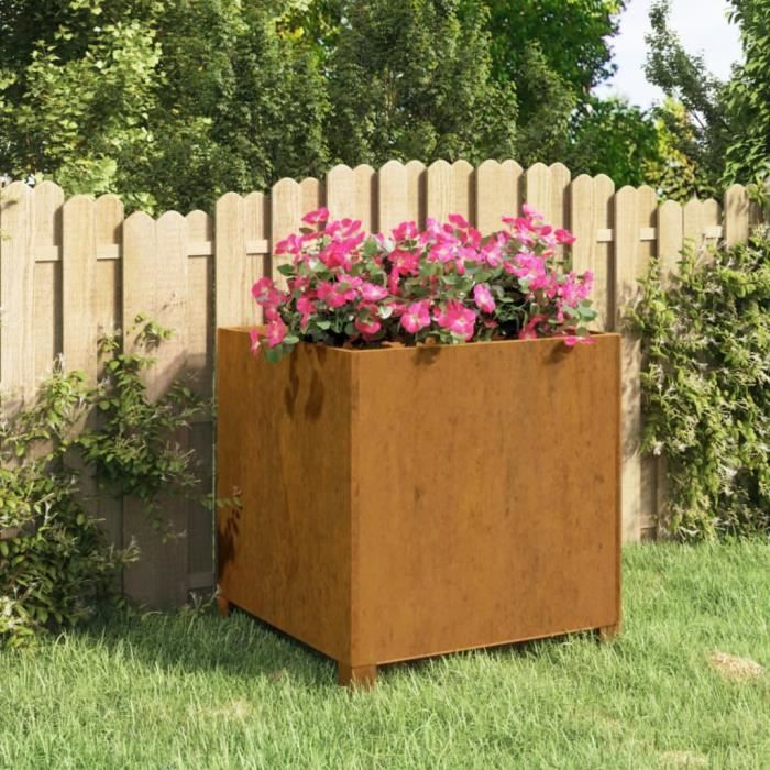 Atyhao Jardinière avec pieds Gris 49x47x50 cm Acier corten 12367 - Cdiscount Jardin