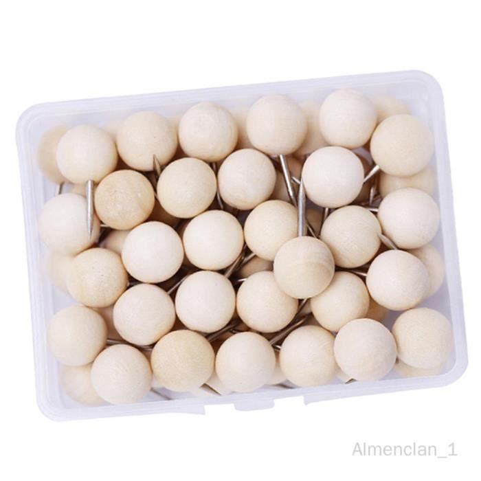 60 Pièces Punaises En Bois avec de Rangement, Punaises Décoratives à ...