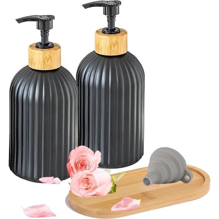 Distributeur De Savon En Verre De 14 Oz Avec Plateau En Bois, Ensemble ...