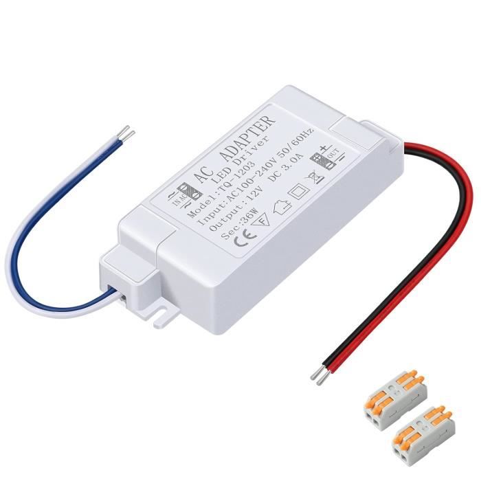 Transformateur LED 12V 36W 3A, LED Transfo 220V 12V, LED Driver AC à DC ...