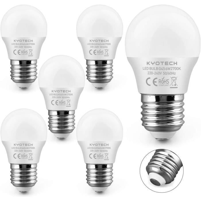 Ampoules LED Standard Culot E27 Blanc Chaud 2700K 500LM 6W Led équivaut ampoule halogène 60W ...