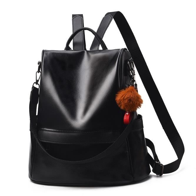 Sac à Dos Femme - Anti-vol - PU Cuir - Étanche - Noir - 32x15x33cm Noir ...