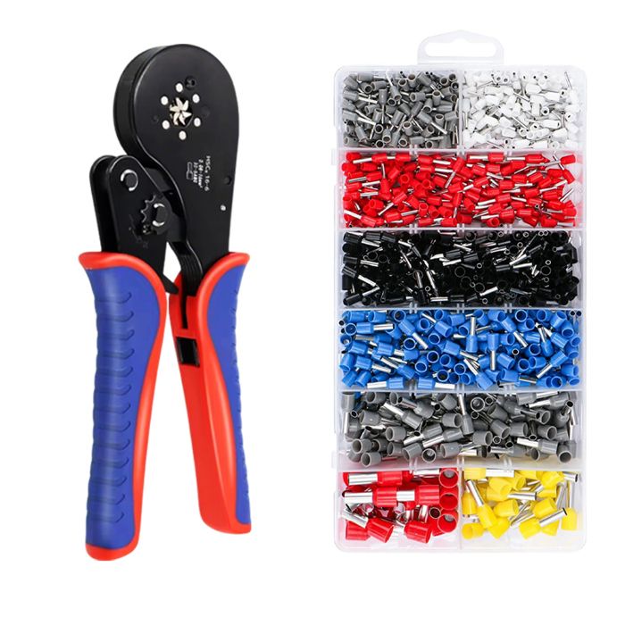 HSC8 16-6 + 1200 Embouts de Câble - Pince à Sertir - 0,08-16mm² - Outil de Sertissage pour ...