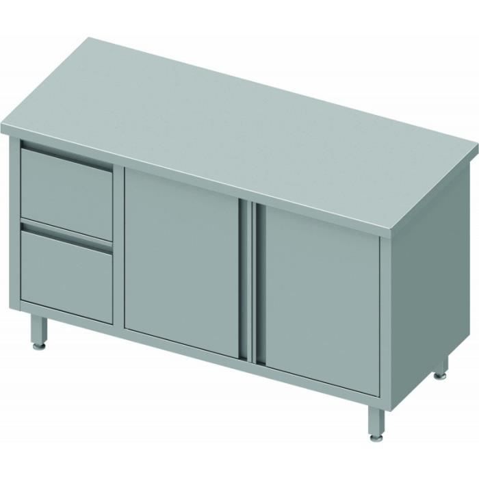 Table Armoire Inox - 2 Portes & 2 Tiroirs - Gamme 600 - Stalgast ...