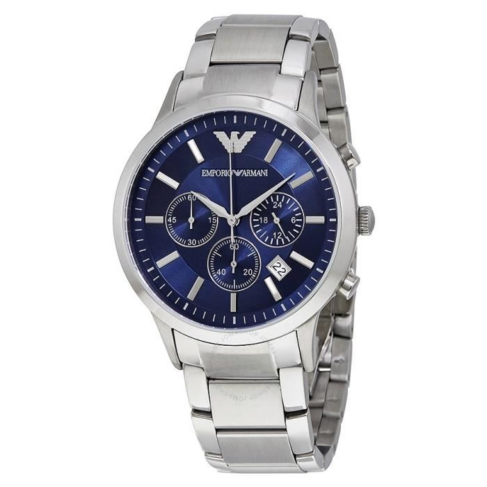 EMPORIO ARMANI Montre Chronographe Bleu Marine Montre Homme AR2448 Achat vente montre Homme Bleu Acier Cdiscount