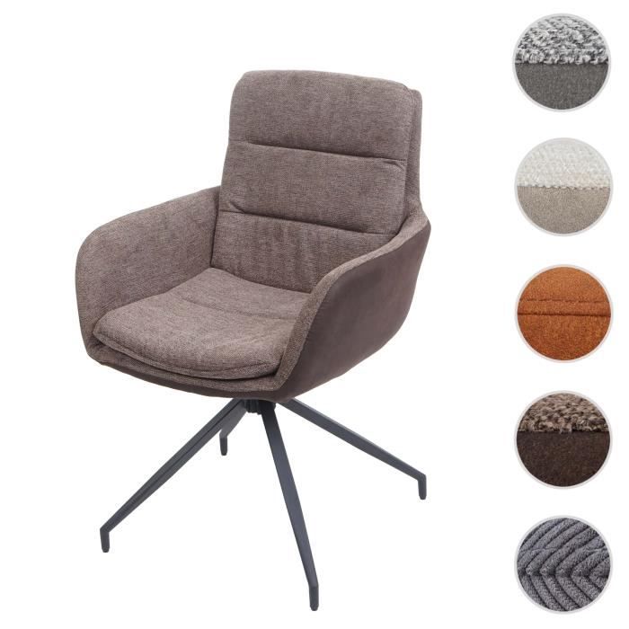 Chaise de salle à manger - HWC - K32 - Pivotante - Tissu marron ...