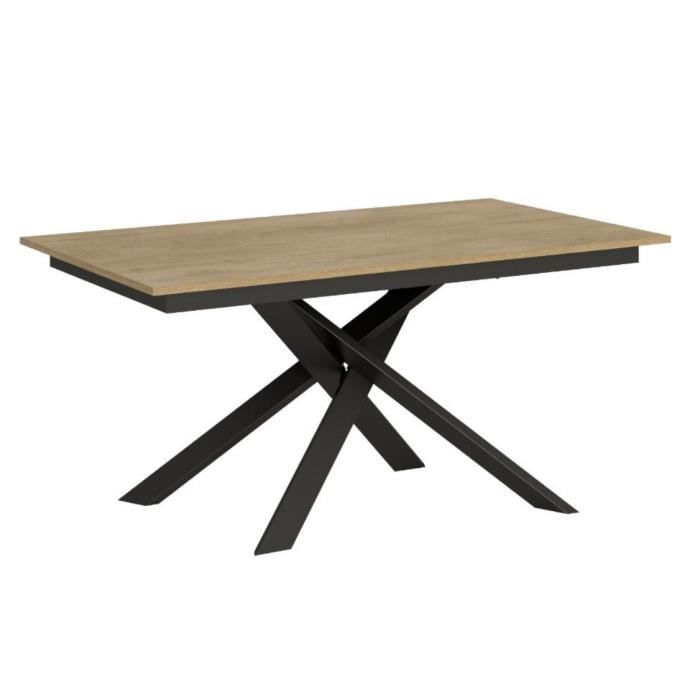 Table extensible design L 120 à 180 cm chêne clair et pieds entrelacés ...